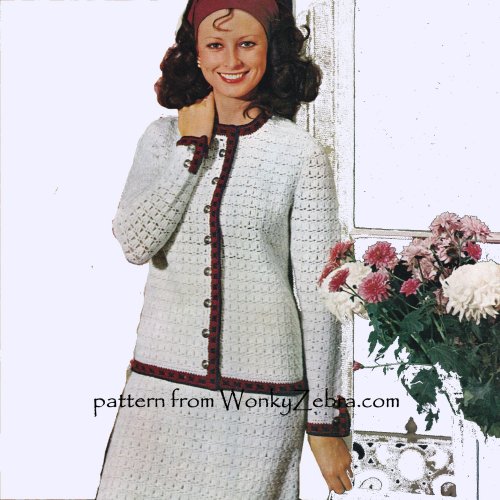 WonkyZebra - WZ988 Sixties Continental Style Suit Crochet Suit Braid ...