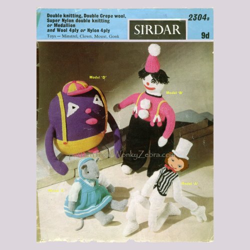 WonkyZebra - WZ525 Mouse Mice Gonk Clown Minstrel Doll Vintage Toys ...
